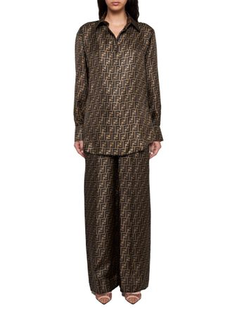 Fendi FF Jacquard Silk Shirt - Brown
