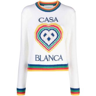 Casablanca Heart Casa Markenpullover, Wei&szlig;e Strickware