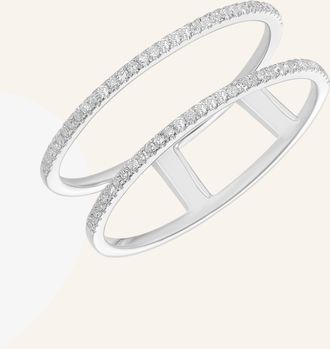 Leaf Ring Double Aus 18 Karat Wei&szlig;gold Mit Diamanten silber