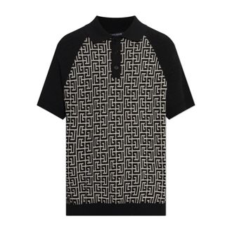 Balmain Homme, Tops, Noir, Taille: L Polo Monogramme