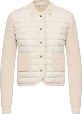Moncler Femme, Vestes, Beige, Taille: 42 FR Cardigan Rembourr&eacute; en Coton