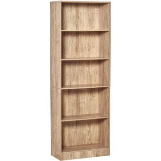 HOMCOM Biblioth&egrave;que - HOMCOM - 5 niveaux avec &eacute;tag&egrave;res r&eacute;glables - panneau de particules et MDF - 63 x 29,2 x 176 cm, bois naturel