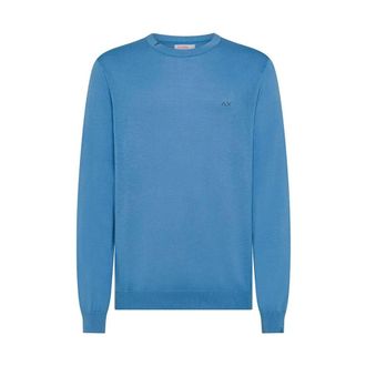 Sun 68 T-shirt D&eacute;contract&eacute; en Coton avec Logo Iconique - Homme - Pulls - Bleu - Taille: XL
