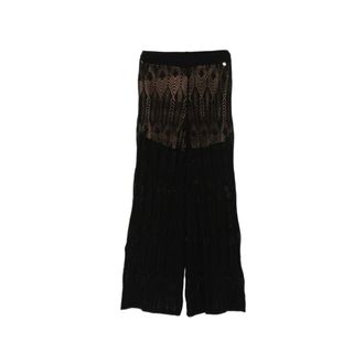 Liu Jo Femme, Pantalons, Noir, Taille: 38 FR Pantalon en maille ajour&eacute;e