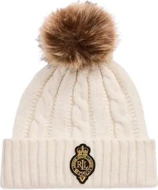 Ralph Lauren Bonnet en tricot tress&eacute; avec armoiries