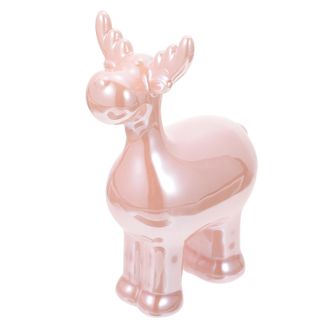 BESPORTBLE Keramische Weihnachtsdeko Rentier Figur Stehende Desktop Dekoration in Rosa Sicherer Weihnachtsschmuck f&uuml;r Wohnzimmer und B&uuml;ro