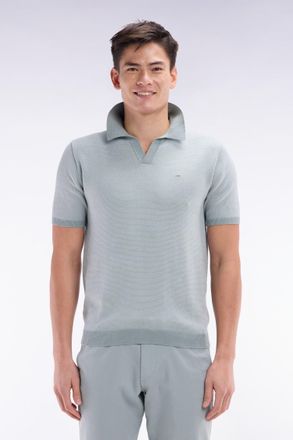 Eden Park Pull Col Polo En Coton Gris Clair Coupe Droite