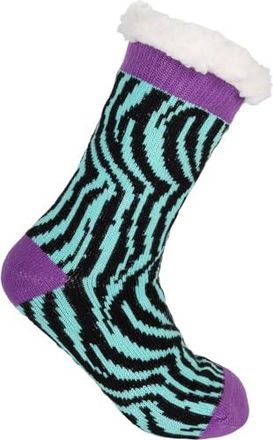 styleBREAKER Chaussettes ABS unisexes avec motif imprimé animal, chaussettes ABS chaudes, taille 35-42 EU / 5-10 US / 4-8 UK 08030011, couleur:Zèbre - Violet-Turqu