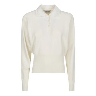 Ermanno Scervino Pull col polo &agrave; manches longues - Femme - Tops - Blanc - Taille: 40 FR