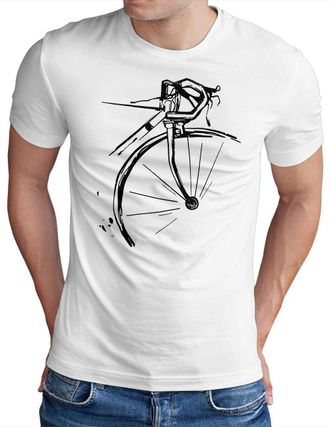 OM3 Bicycle Fahrrad T-Shirt - Herren - Vintage Radsport Radfahrer - Wei&szlig;, 4XL