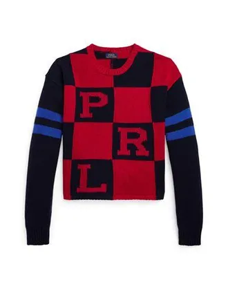 Ralph Lauren LOGO CROPPED BOXY FIT WOOL SWEATER