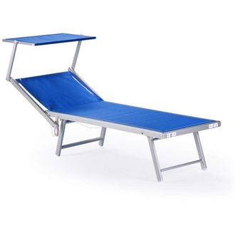 Mobili Rebecca Rebecca Mobili Chaiselongue Bleu Aluminium Textil&egrave;ne Balcon Plage 38x186x61