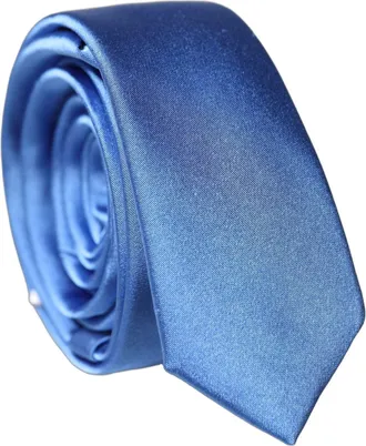 Dolce & Gabbana Blue Satin Silk Adjustable Men Tied Necktie Tie