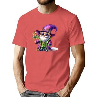 Generic T-shirt Mardi Gras pour homme - Imprim&eacute; nain de nain &agrave; col ras du cou - T-shirt d&eacute;contract&eacute; tendance pour carnaval, voyage quotidien, Rouge, 5XL