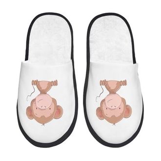 Generic L&eacute;g&egrave;re Peluche Pantoufles singe de style dessin anim&eacute; Chaussures de Maison Chaud Chaussons en Peluche pour Femme Maison Int&eacute;rieur M