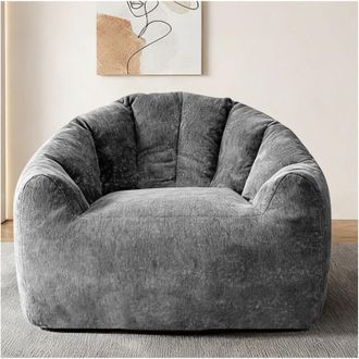 QAZQA Fauteuil poire incurv&eacute; &agrave; dossier haut avec soutien du contour complet du corps pour une relaxation immersive dans les espaces de vie modernes