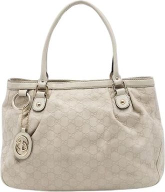Gucci Pre-owned Vintage Gepr&auml;gte Leder Tote Bag - - Pre-owned - Damen - Beige - ONE SIZE