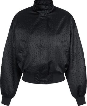 Elisabetta Franchi Femme, Vestes, Noir, Taille: 40 FR Veste en Taffetas avec Imprim&eacute; Autruche