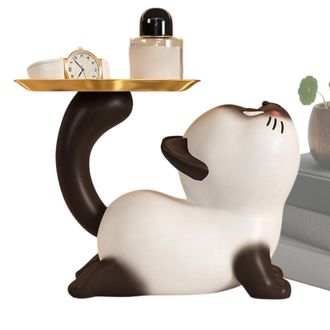 Generico Dekorative Sch&uuml;ssel, Katzenstatuette mit Ablagefach, Harzschale f&uuml;r Schl&uuml;ssel, f&uuml;r S&uuml;&szlig;igkeiten und dekorative Gegenst&auml;nde im Flur, Wohnzimmer, Esszimm