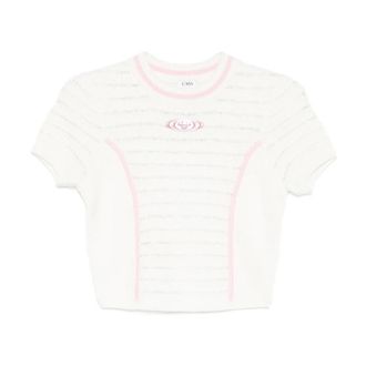 Casablanca Top en maille c&ocirc;tel&eacute;e - Femme - Tops - Blanc - Taille: 38 FR