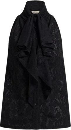 Alberta Ferretti Wollspitzentop mit R&uuml;schen - - Tops - Damen - Schwarzk - S