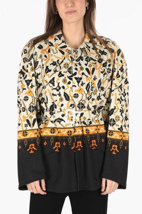 Maison Margiela MM0 Geometric Pattern Jacket with Concealed Button Placket and Belt Maison Margiela