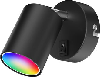 LEDs Com Wandspot WAIKA, einflammig, mit Schalter, GU10, schwarz matt, inkl. Smart Home RGBW GU10 LED Lampe, 5,41W, 473lm