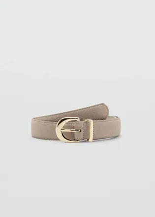 Mango Ceinture boucle ovale sable - Femme - XL - MANGO