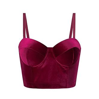 Generic Ensemble haut pour femme - Gilet en dentelle - Corset ext&eacute;rieur - Tunique - Chemisier pour femme, rouge, XL