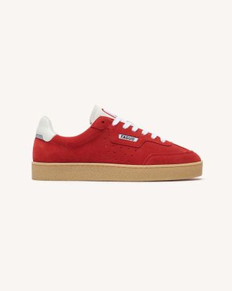 Faguo Baskets cuir su&egrave;de rouges