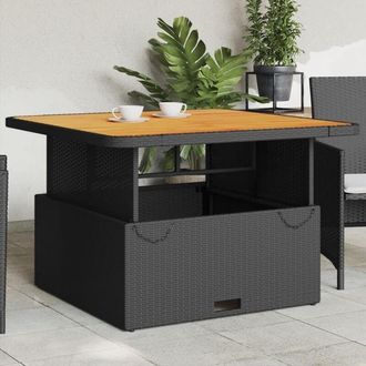 vidaXL Gartentisch Schwarz 110x110x71 cm Poly Rattan und Akazienholz - Vidaxl
