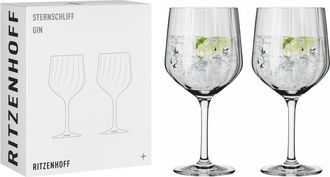 Ritzenhoff 3761001 Gin-Glas 700 ml - Serie Sternschliff Nr. 2, 2 Stück mit Relieflinie - Made in Germany