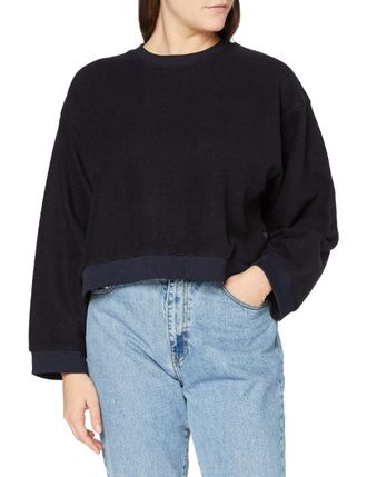G-Star RAW Damen Suzu Relaxed Cropped Sweater, Mehrfarben (dk saru blue/dk black D08535-A299-7271), L