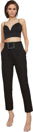 Trendyol Damen Stone Domed Trousers. Pants, Schwarz, 38 EU