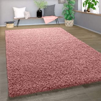 Paco Home Shaggy Teppich Hochflor Langflor Hochwertig Hohe Fadendichte Uni Pastell Pink, Gr&ouml;sse:120x170 cm