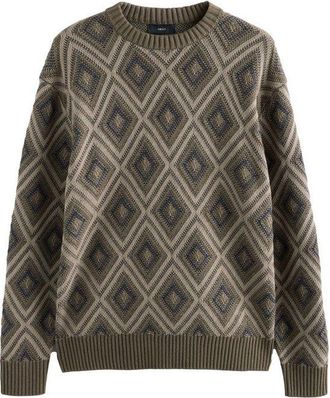 Next Rundhalspullover Relaxed Fit Pullover mit Geomuster und Baumwolle (1-tlg)