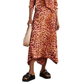 Stella McCartney Womens Orange Silk Midi Skirt