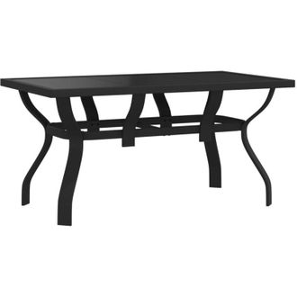 vidaXL Gartentisch Schwarz 140x70x70 cm Stahl und Glas - Vidaxl