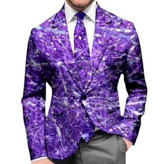 Generic Veste pour homme - Imprim&eacute; 3D multicolore - Costume de carnaval - Blazer slim fit - Aspect paillet&eacute; - Veste de costume amusante - Veste de f&ecirc;te pour c