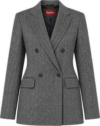 Max Mara Blazer en jersey jacquard double boutonnage - Femme - Vestes - Gris - Taille: 38 FR