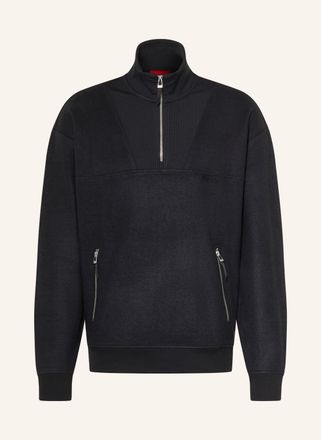 HUGO BOSS Hugo Fleece-Troyer Derenzip Im Materialmix schwarz