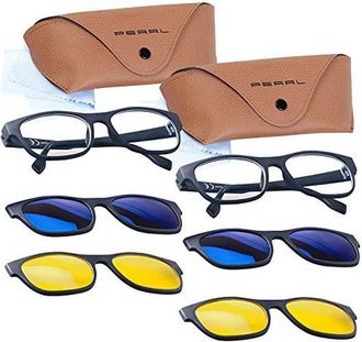 Pearl 2 lunettes anti lumière bleue avec 2 sur-lunettes magnétiques et 2 protections