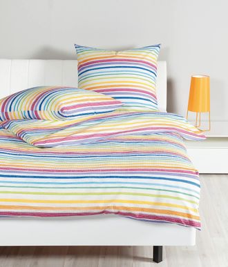Janine Bettwäsche Seersucker Tango 135x200 + 80x80 cm Multicolor