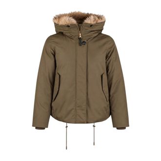 Woolrich Parka courte en coton avec fausse fourrure - Femme - Vestes - Vert - Taille: 38 FR