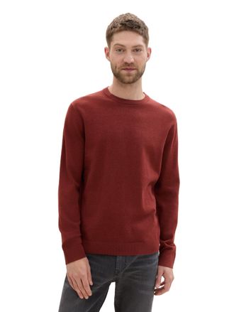 Tom Tailor Herren 1039805 Strickpullover mit Crewneck, 35676 - Burgundy Dark Red Melange, 3XL