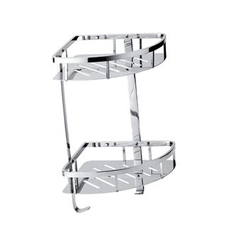 NUOBESTY Doppelstöckiges Edelstahl Eckregal Badablage Rostfrei Multifunktional ohne Bohren für Küche Wohnzimmer Schlafzimmer Balkon