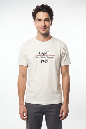GANT T-Shirt GANT GRAPHIC, Herren, Gr. 4XL, cream, Jersey, Obermaterial: 100% Baumwolle, normal normal, Rundhals, Shirts T-Shirt