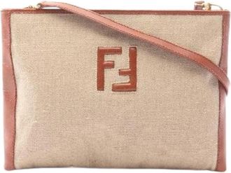 Fendi Sac bandouli&egrave;re Pre-owned en toile et cuir FF Logo - Femme - Pre-owned - Beige - Taille: ONE Size