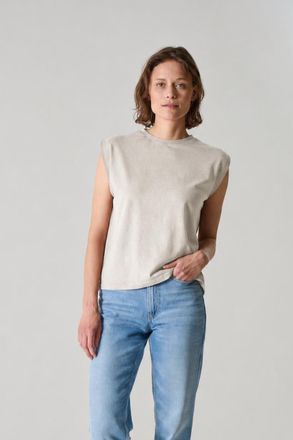 Hempage Hempage Damen vegan &Atilde;rmelloses T-Shirt Thistle Beige