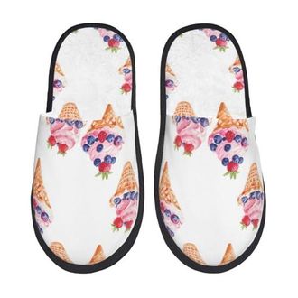 Generic Slippers Cr&egrave;me Glac&eacute;e Fraise Myrtille Portative Pantoufles DHiver R&eacute;utilisables Chaussons Pour Femmes Camping Invit&eacute; L